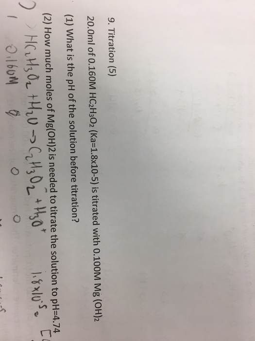 Solved 20ml of 0.160M HC2H3O2 (ka=1.8x10^-5) is titrated | Chegg.com