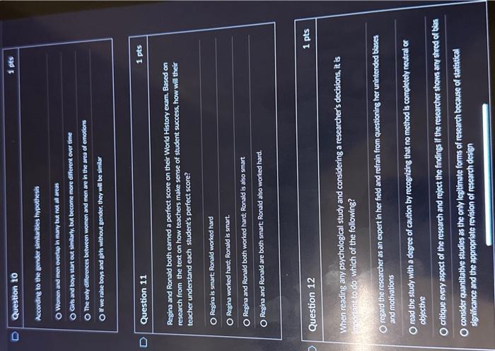 Solved Question 10 1 pts According to the gender similaities | Chegg.com