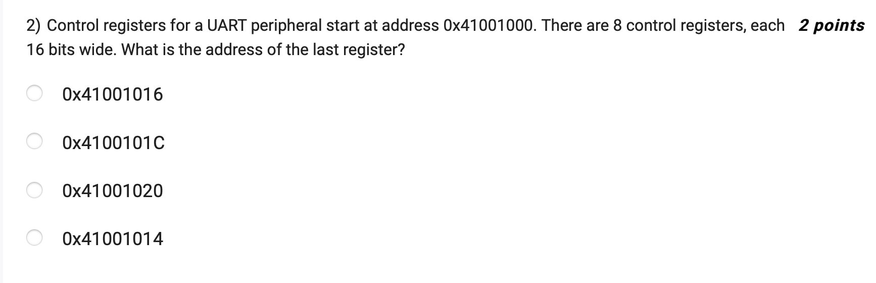 Solved Control registers for a UART peripheral start at | Chegg.com