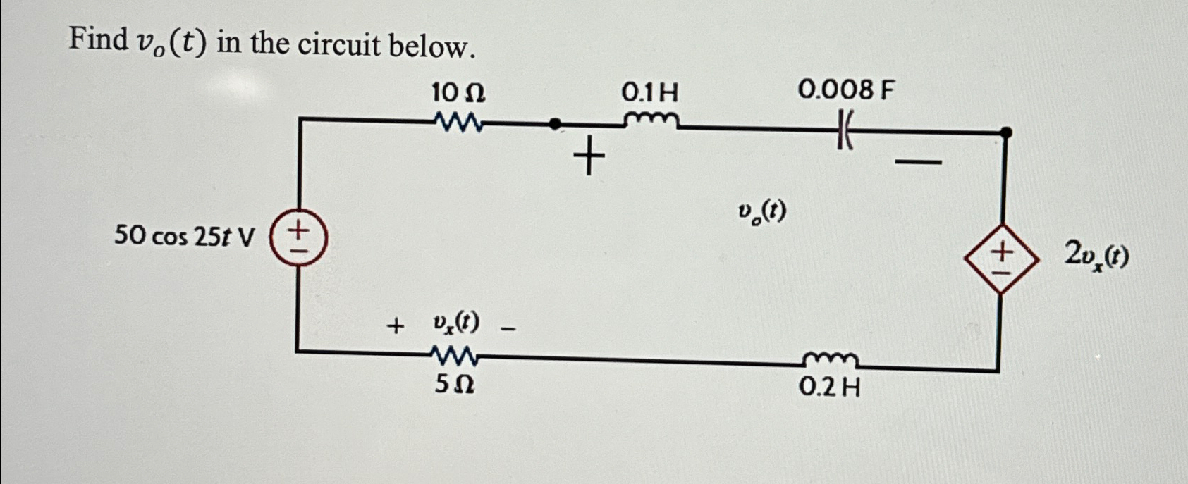 Solved Find vo(t) ﻿in the circuit below. | Chegg.com
