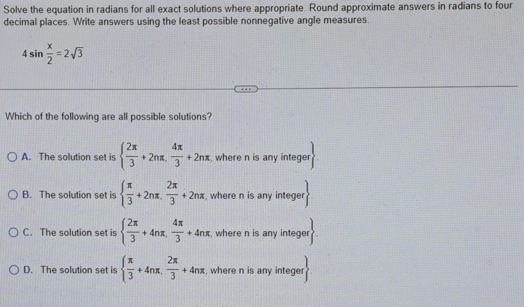 Solve the equation in radians for all exact solutions | Chegg.com