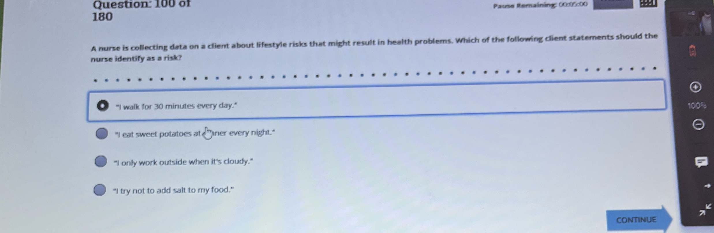 Solved Question: 100 ﻿of180A nurse is collecting data on a | Chegg.com