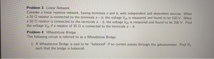 Solved Problem 3. Linear Network, Consider a linear | Chegg.com Solved Problem 3. Linear Network, Consider a linear | Chegg.com