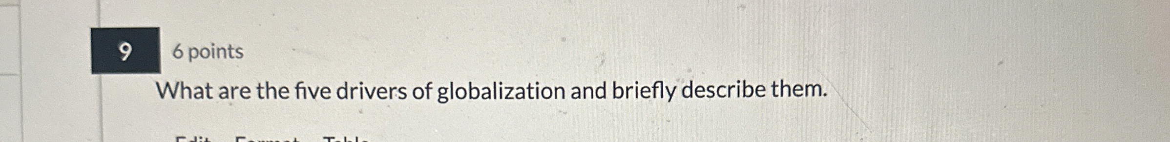 Solved What are the five drivers of globalization and | Chegg.com