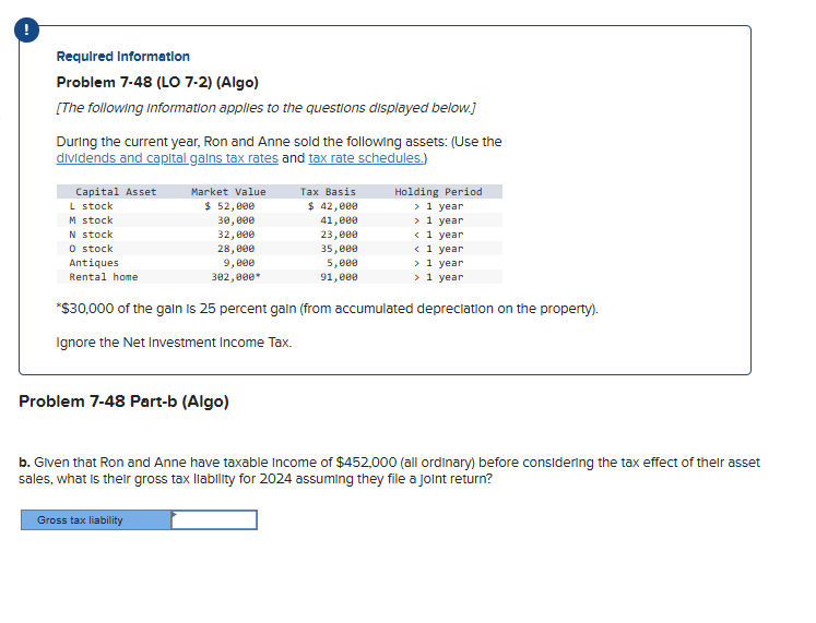 Solved Required InformationProblem 7 -48 (LO 7-2) (Algo)[The | Chegg.com