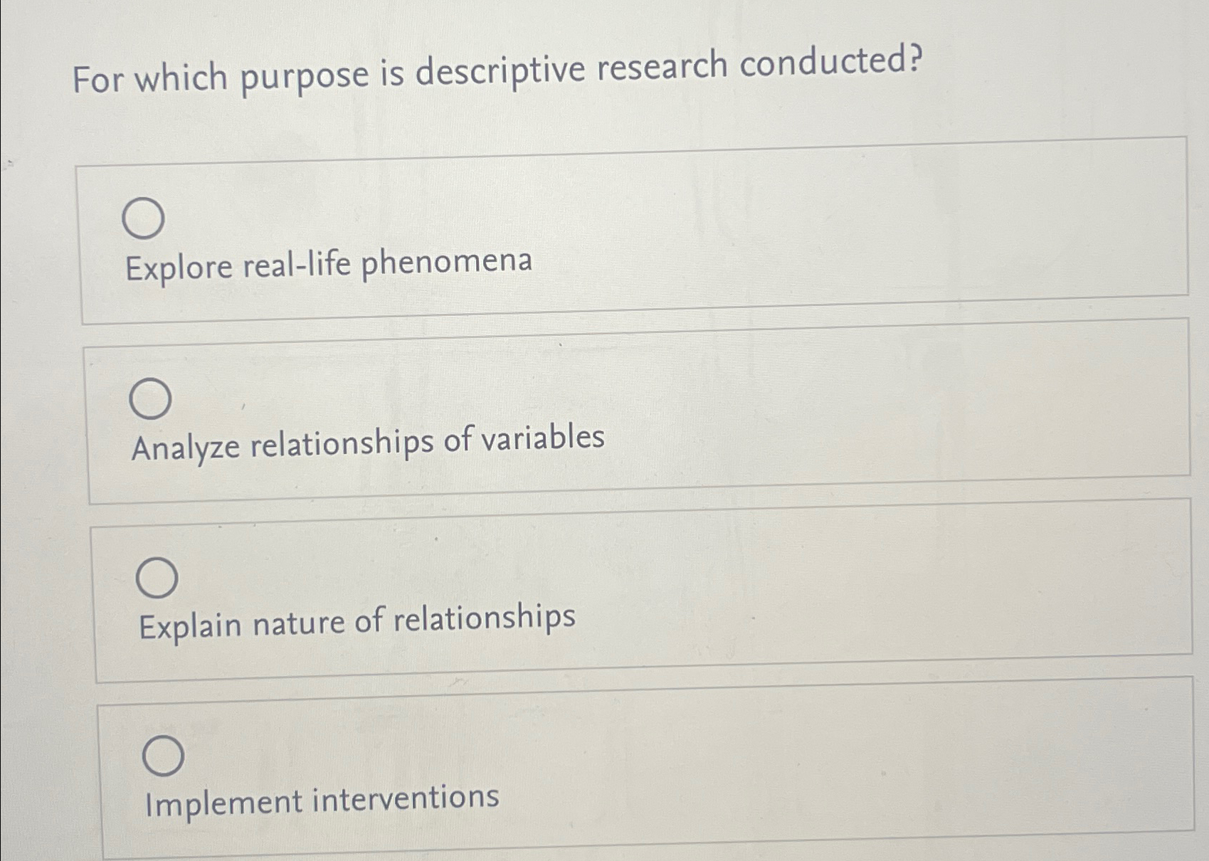 Solved For which purpose is descriptive research | Chegg.com