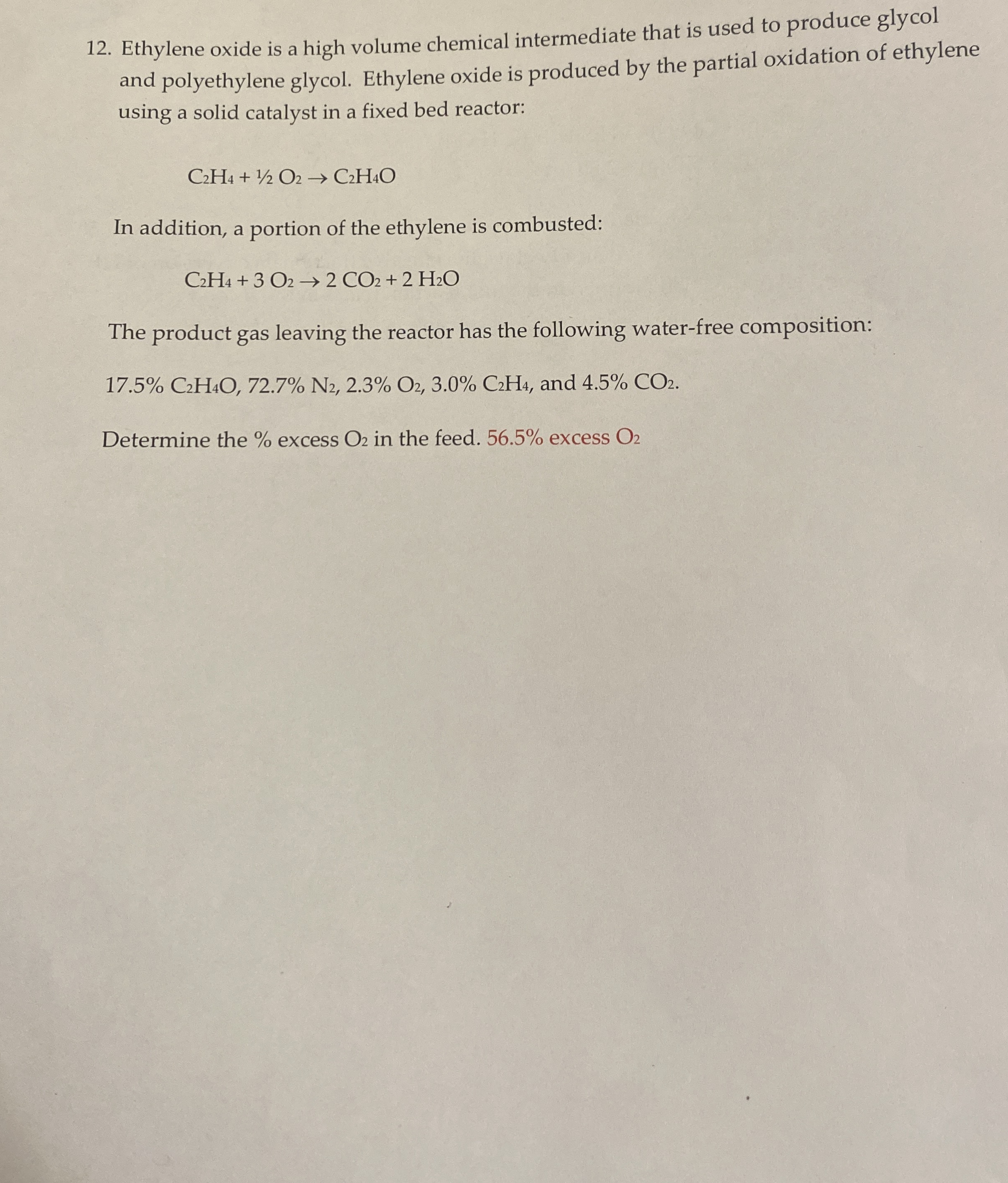 Solved Ethylene oxide is a high volume chemical intermediate | Chegg.com