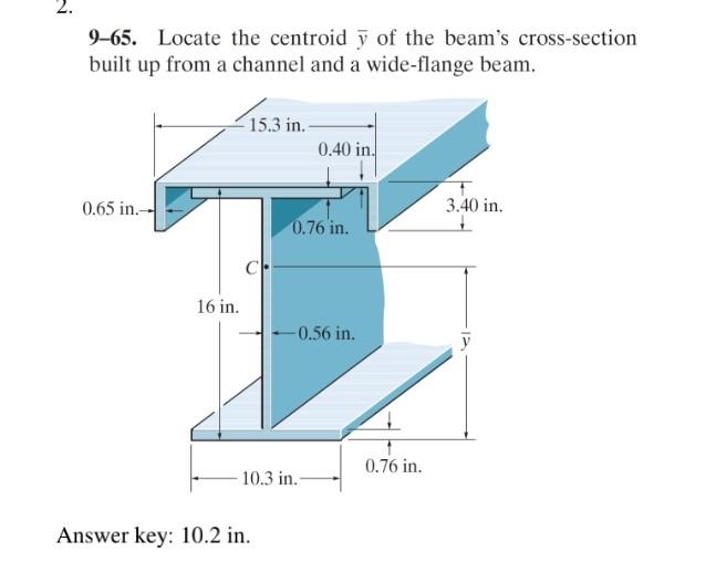 Solved 9-65. Locate the centroid yˉ of the beam's | Chegg.com