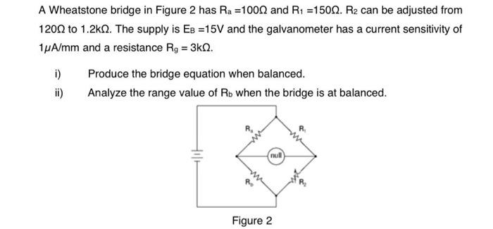 Solved A Wheatstone bridge in Figure 2 has Ra=100Ω and | Chegg.com