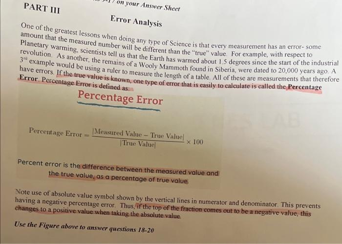 Solved Part Iii Error Analysis See Part Iii Of Lab Document