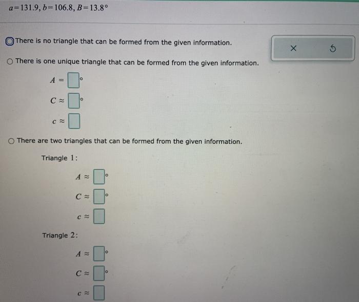 Solved Information is given about AABC. Determine if the | Chegg.com