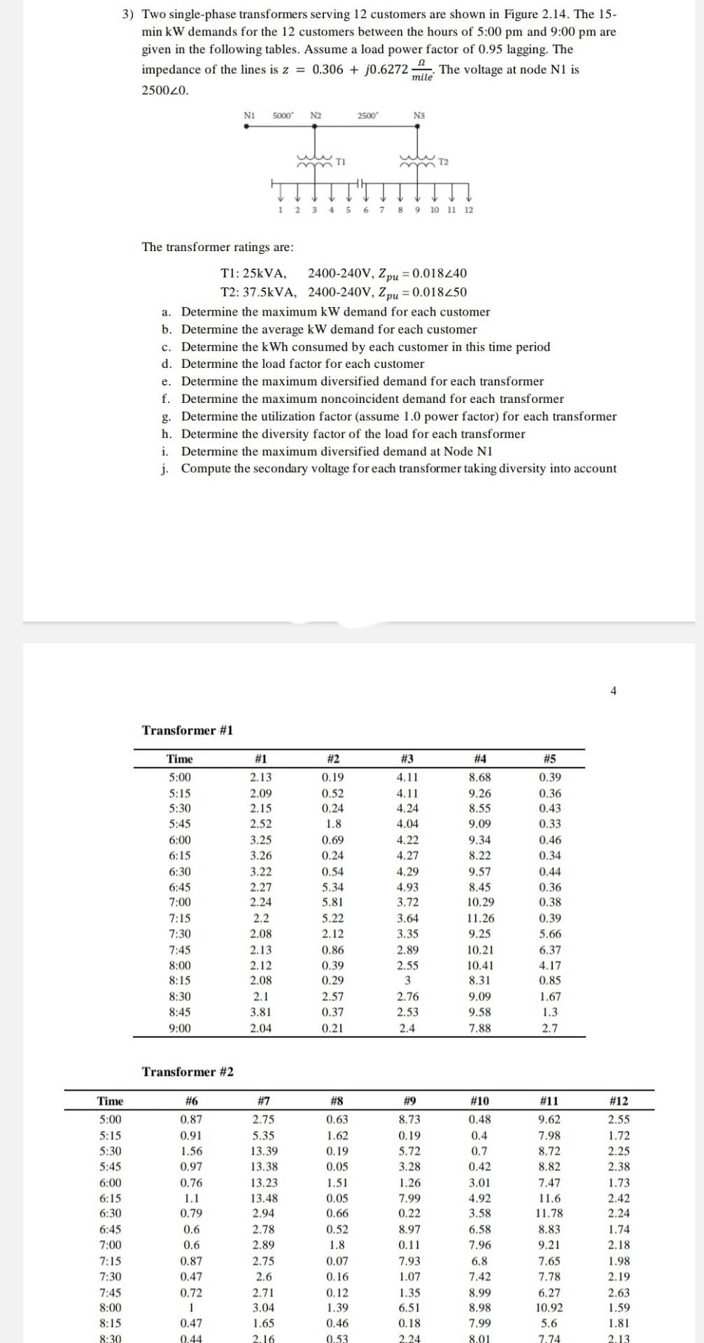 Solved 3) Two single-phase transformers serving 12 customers | Chegg.com
