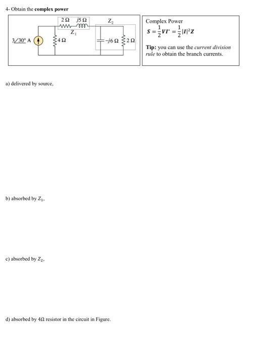 Solved 4- Obtain the complex power Complex Power | Chegg.com