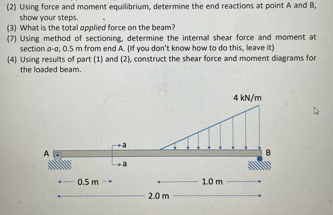 Solved (2) Using force and moment equilibrium, determine the | Chegg.com