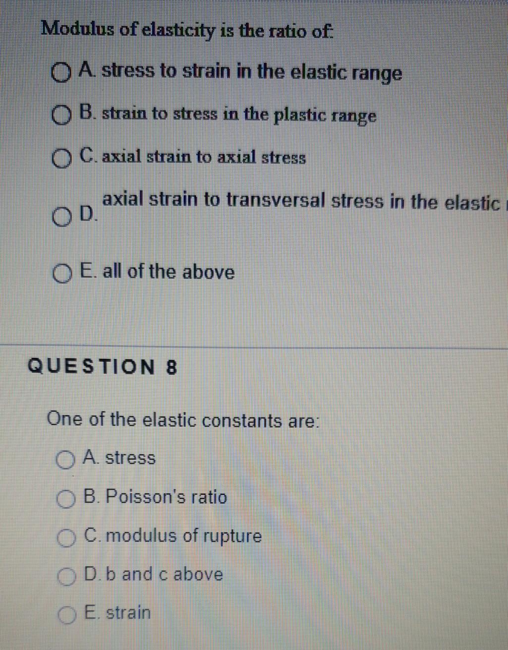 Solved QUESTION 1 The ability of a material to withstand | Chegg.com