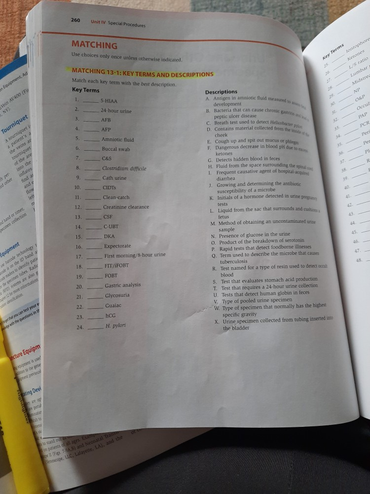 Solved Unit IV Special Procedures MATCHING Use choices only | Chegg.com