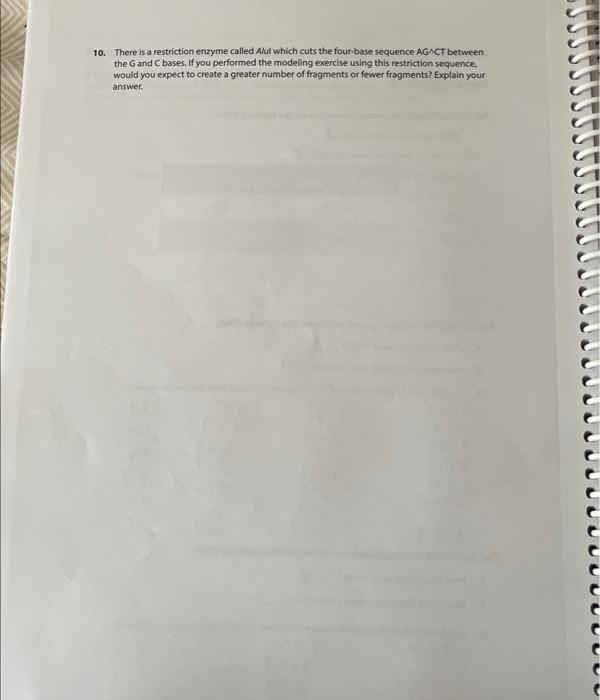 Solved Restriction Enzymes The enzymes used in this activity | Chegg.com