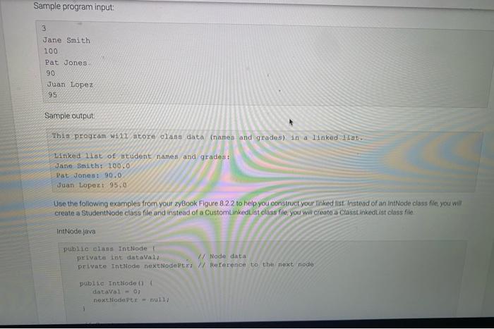 Solved 8.7 Ch. 8 Lab: Linked List You are to develop a | Chegg.com