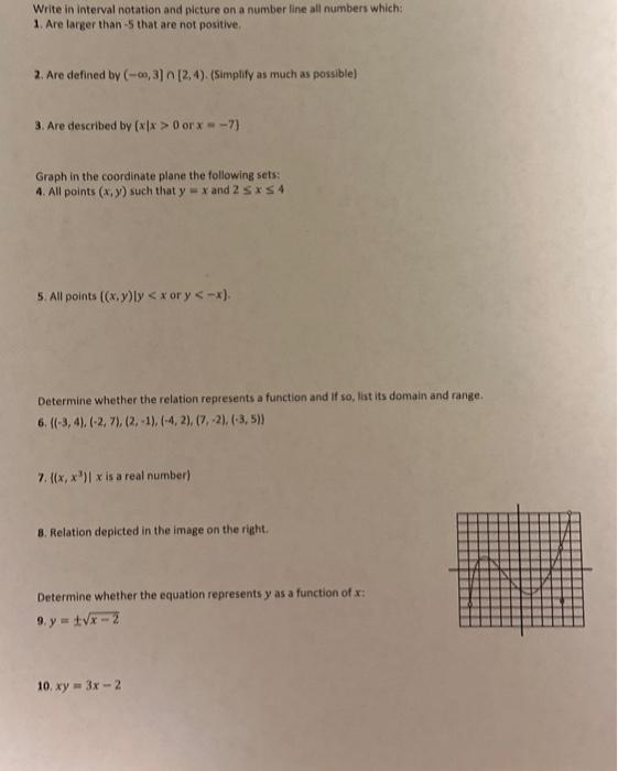 Solved Write in interval notation and picture on a number | Chegg.com