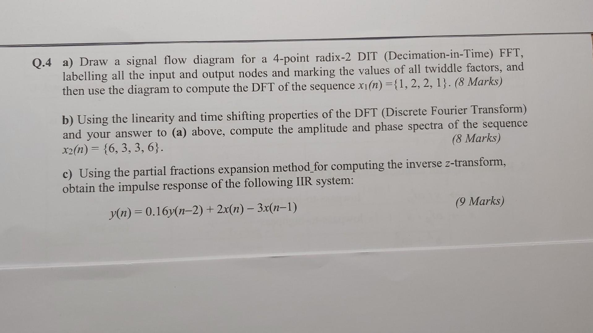 Four-point Fft Signal Flow Graph Diagram Dsp#46 Problem On 4