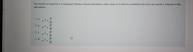 Solved The number of misprints in a newspaper follows a | Chegg.com