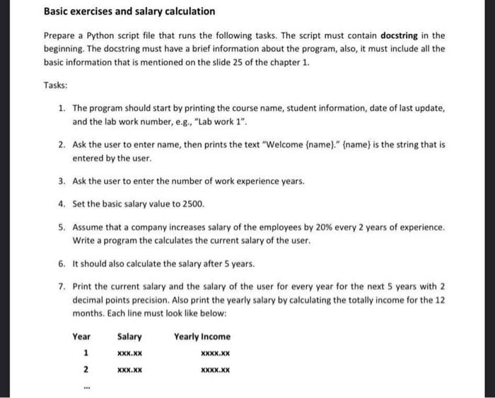 Solved Basic Exercises And Salary Calculation Prepare A