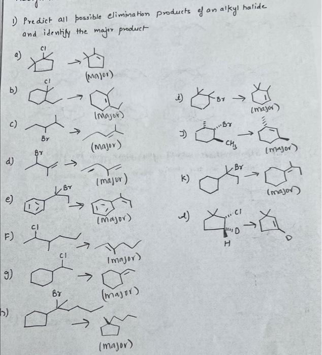 Solved 1) Predict all possible elimination products of an a | Chegg.com