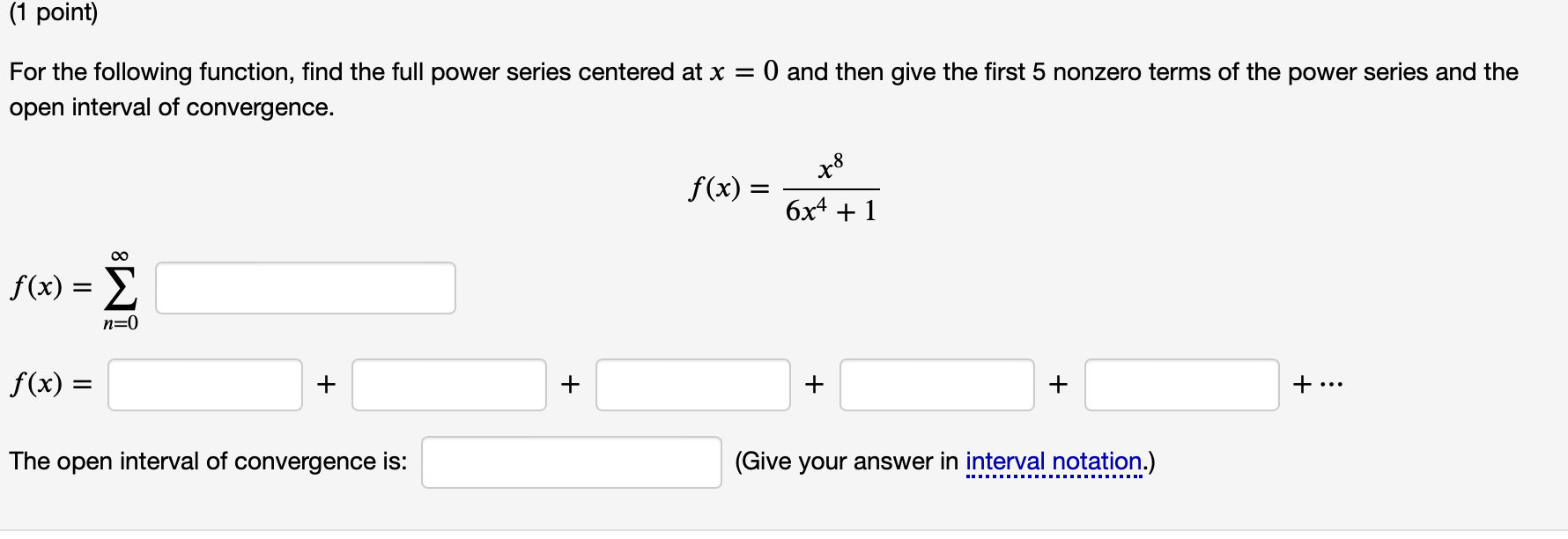Solved (1 ﻿point)For the following function, find the full | Chegg.com