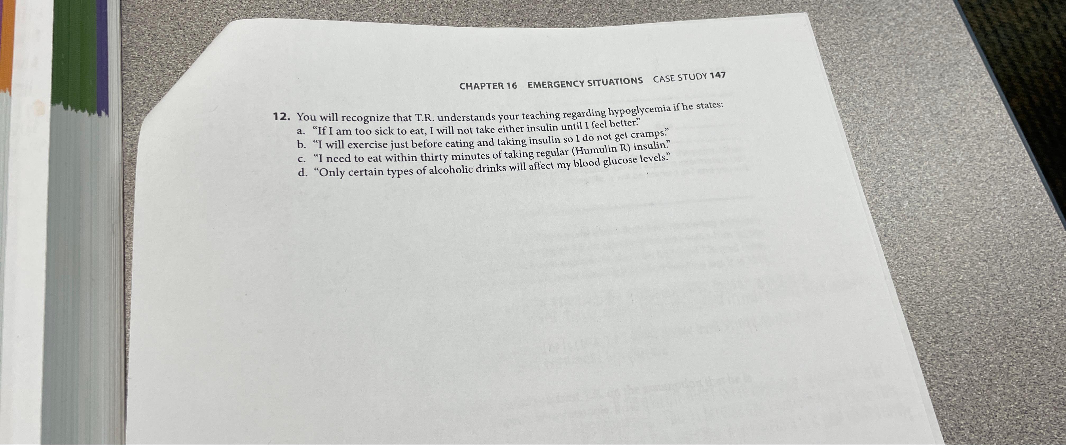Solved CHAPTER 16 ﻿EMERGENCY SITUATIONS CASE STUDY 14712. | Chegg.com