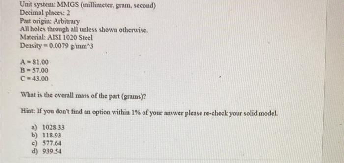 Solved Problem 1 (100 points): Make a Solidworks part using | Chegg.com