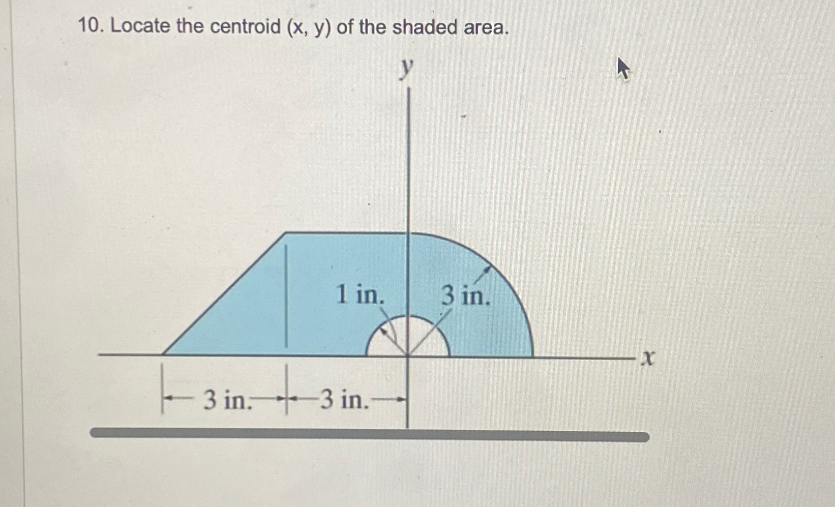 Solved Locate the centroid (x,y) ﻿of the shaded area. | Chegg.com