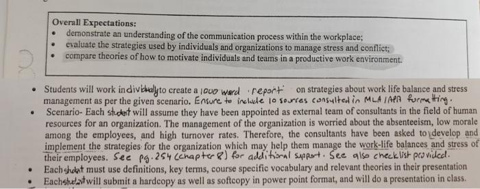 Solved Overall Expectations: - demonstrate an understanding | Chegg.com