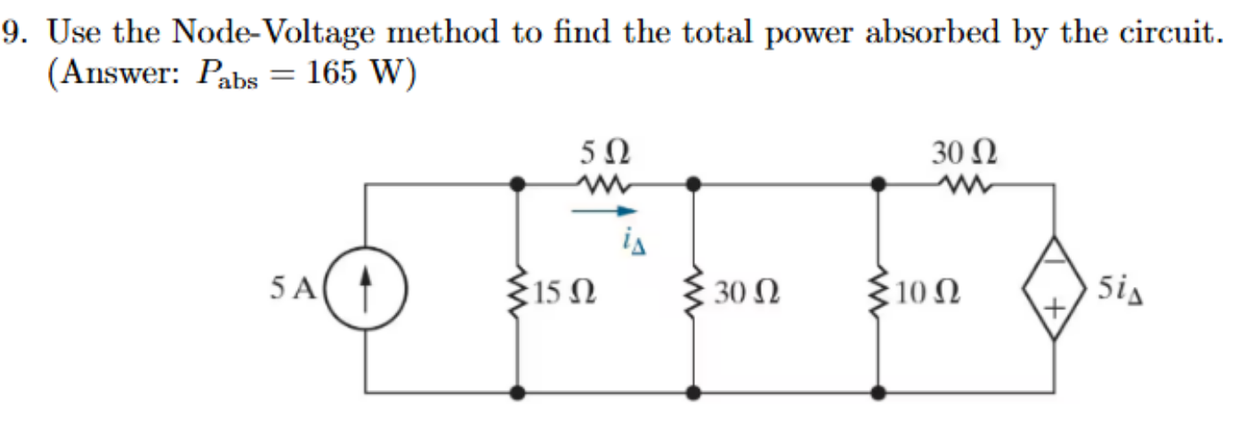 Solved Use the Node-Voltage method to find the total power | Chegg.com