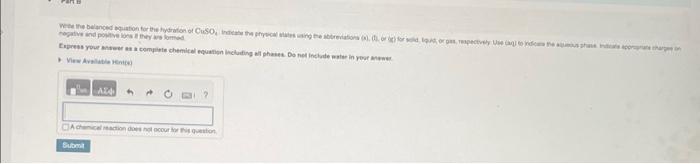 Solved Copest your miseer at a compinte chemicel equation | Chegg.com