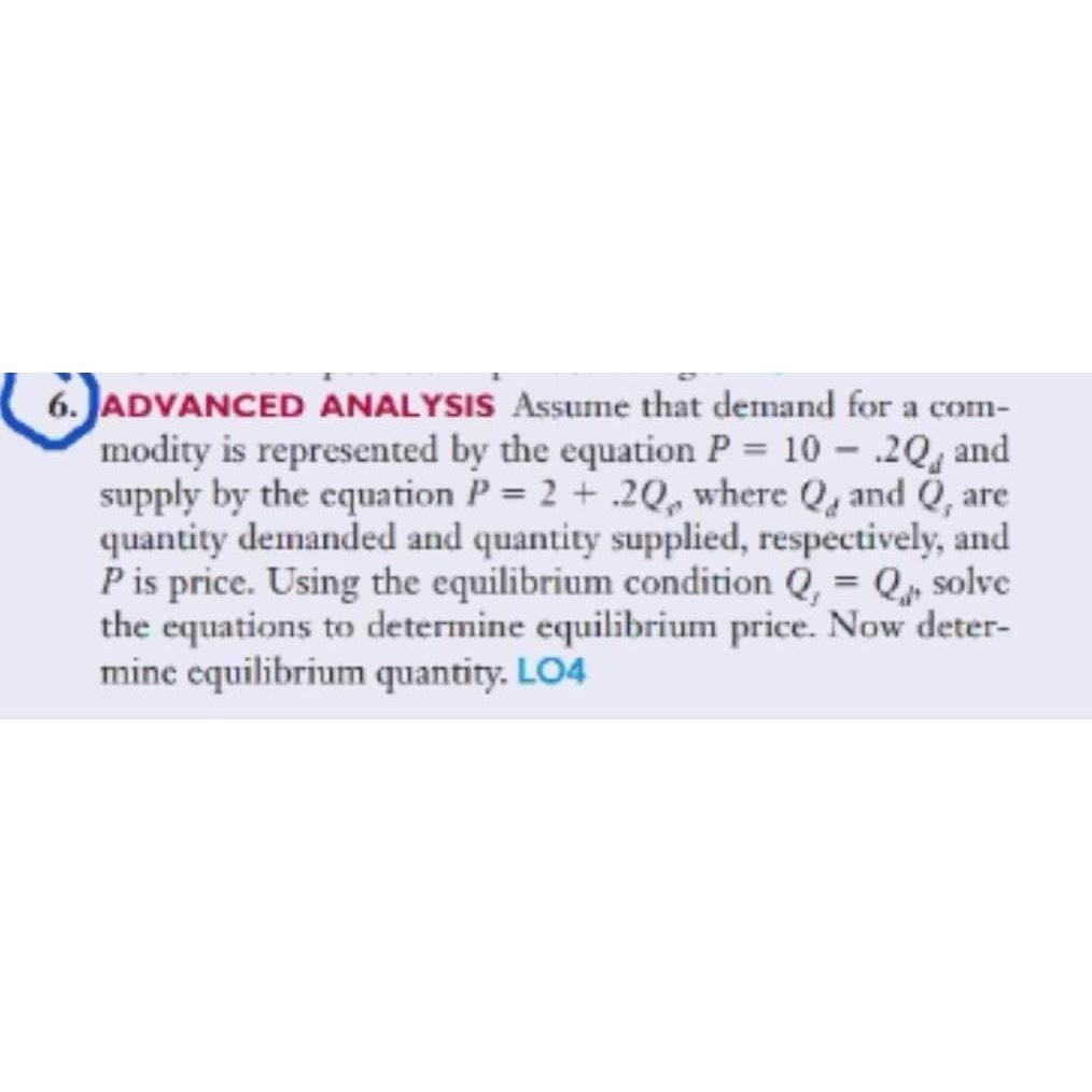 Solved ADVANCED ANALYSIS Assume that demand for a commodity | Chegg.com