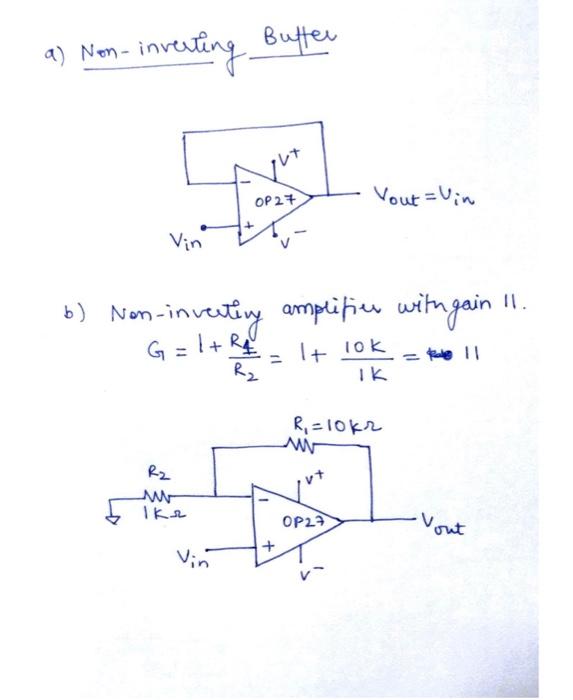 Solved c) Inverting butter d) Inverting amplifier with gain | Chegg.com