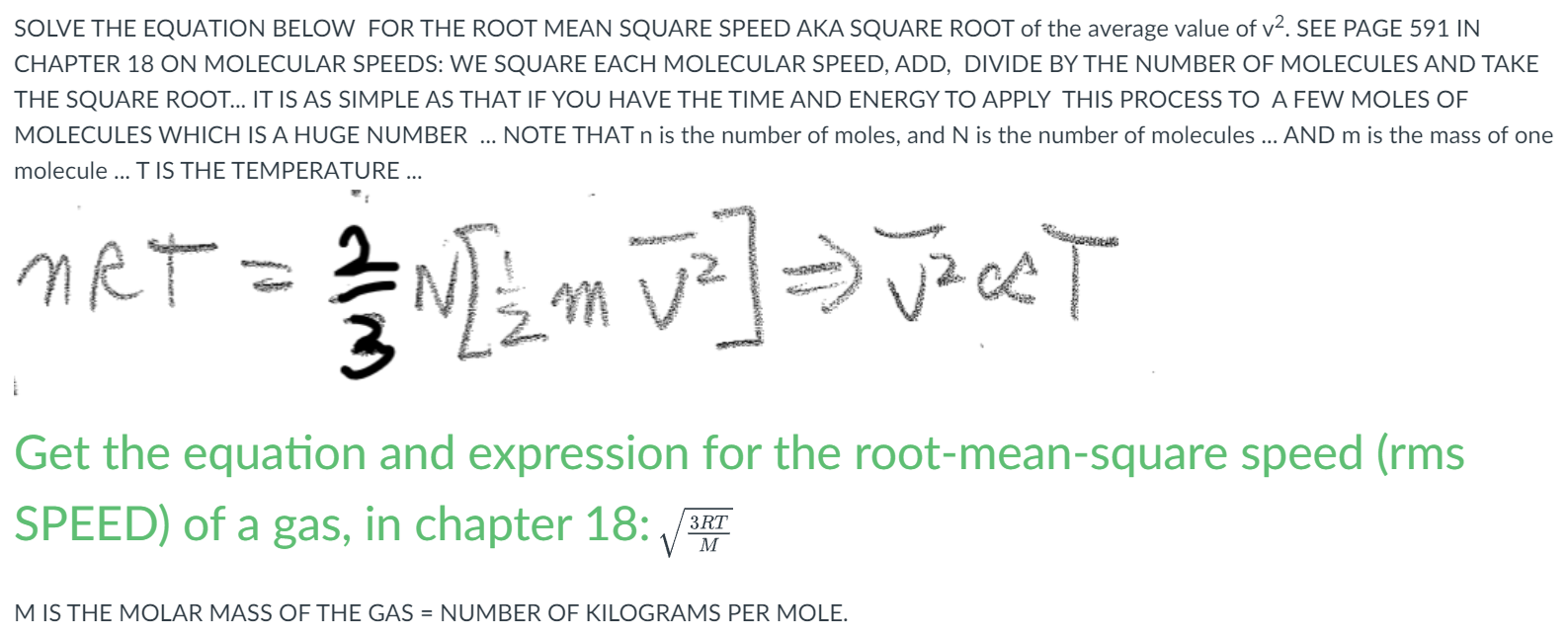 Solved SOLVE THE EQUATION BELOW FOR THE ROOT MEAN SQUARE | Chegg.com