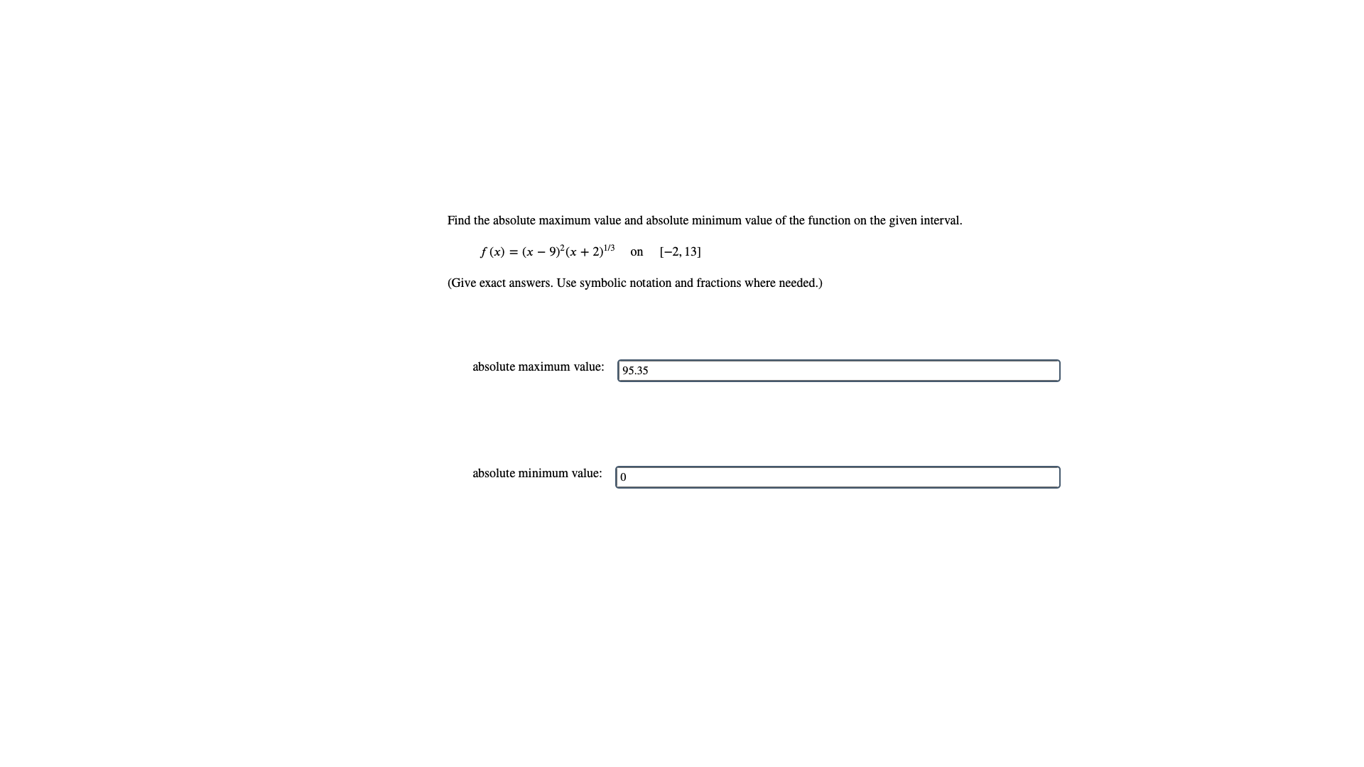 Solved Find the absolute ﻿maximum value and absolute | Chegg.com