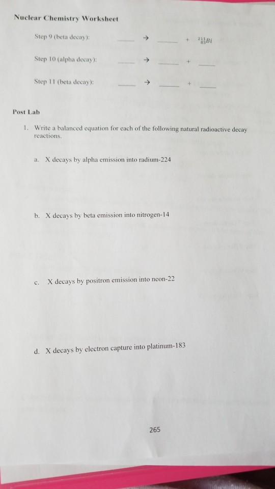 Solved please write balanced nuclear equations for the | Chegg.com Solved please write balanced nuclear equations for the | Chegg.com