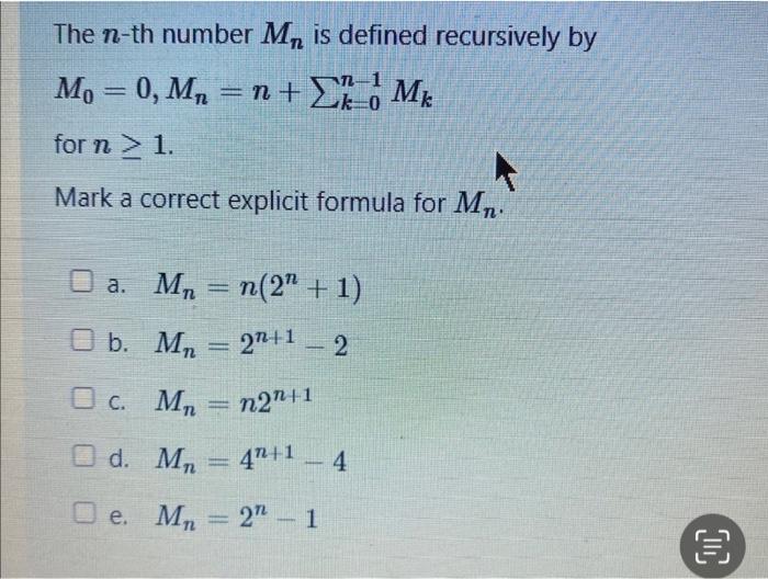 Solved Let an=1⋅312+3⋅522+⋯+(2n−1)⋅(2n+1)n2 Mark only | Chegg.com