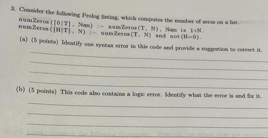 3. Consider the following Prolog listing, which | Chegg.com