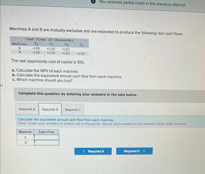 Solved Machines A and B are mutually exclusive and are | Chegg.com