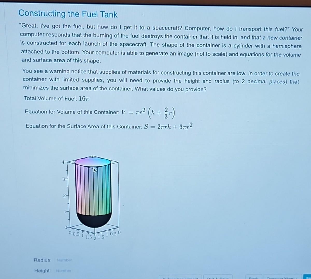 Solved Constructing the Fuel Tank "Great, I've got the fuel, | Chegg.com