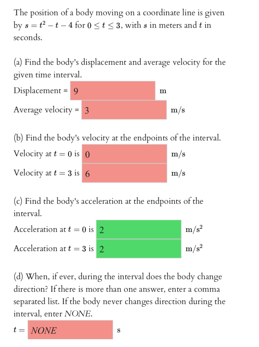Solved The position of a body moving on a coordinate line is | Chegg.com