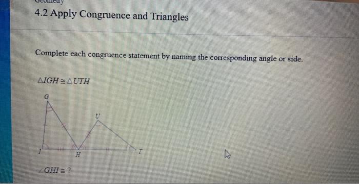 Solved Complete each congruence statement by naming the | Chegg.com
