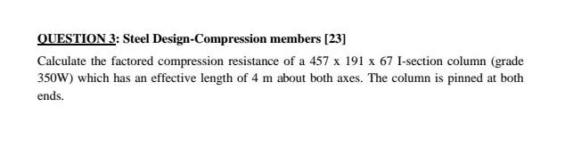 Solved QUESTION 3: Steel Design-Compression members [23] | Chegg.com