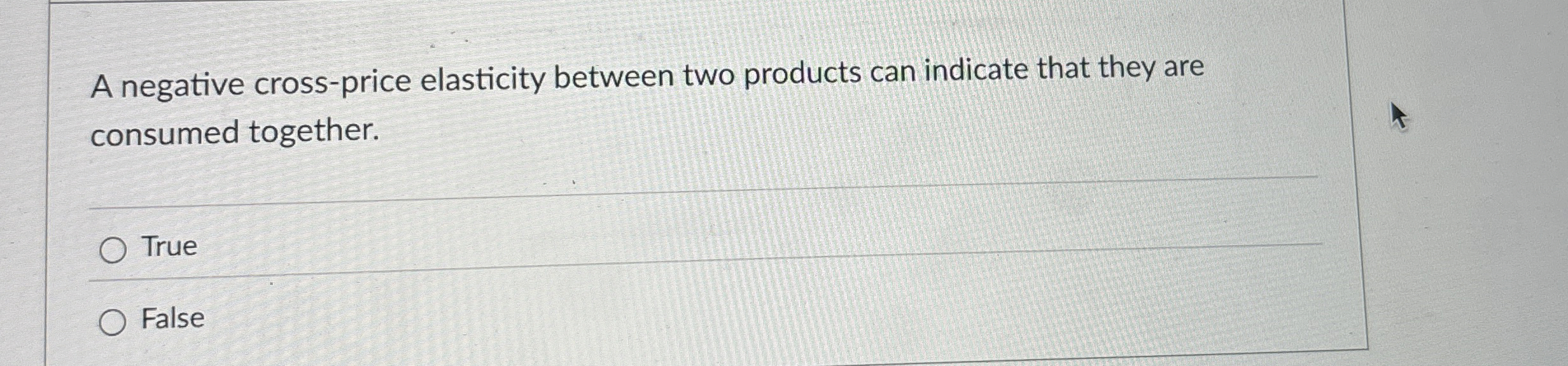 Solved A negative cross-price elasticity between two | Chegg.com