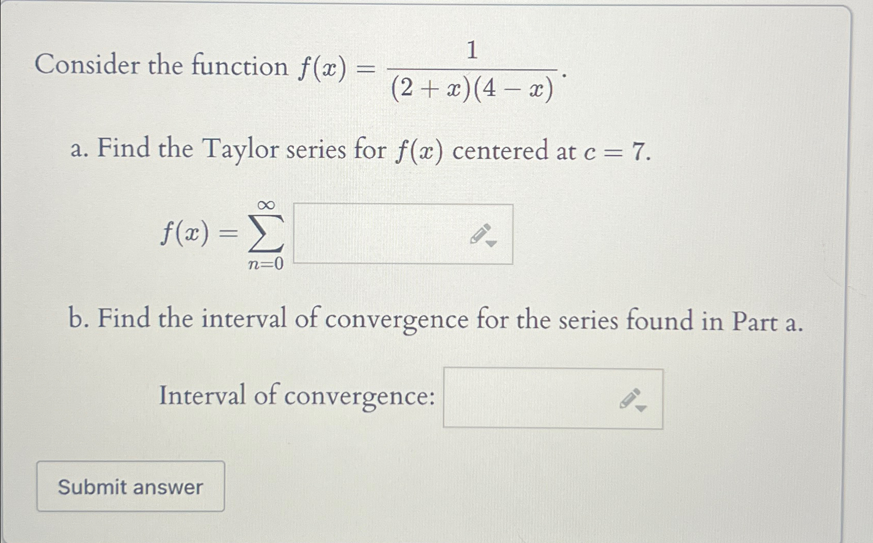 Solved Consider the function f(x)=1(2+x)(4-x).a. ﻿Find the | Chegg.com