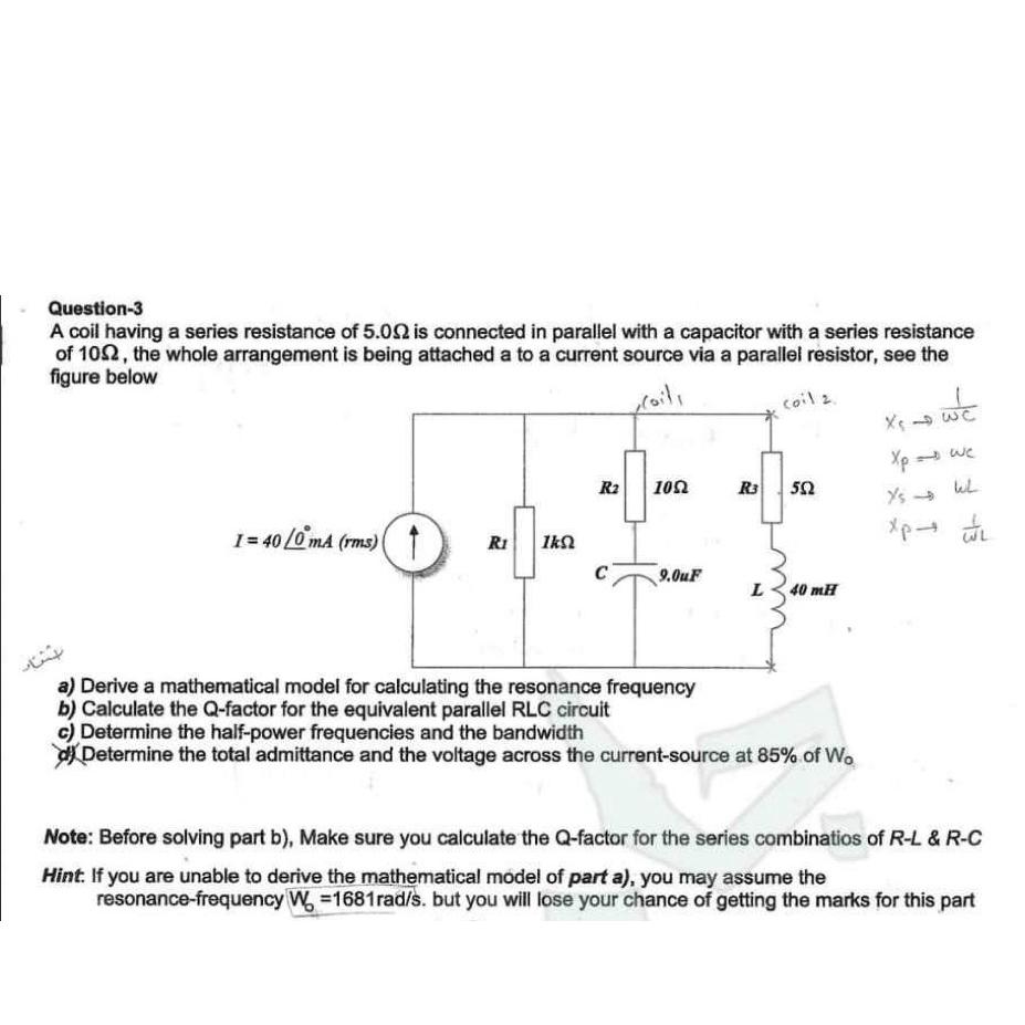 Solved Question-3A coil having a series resistance of 5.0Ω | Chegg.com