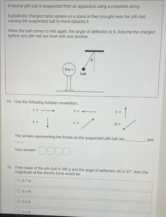 Solved A neutral pith ball is suspended from an apparatus | Chegg.com